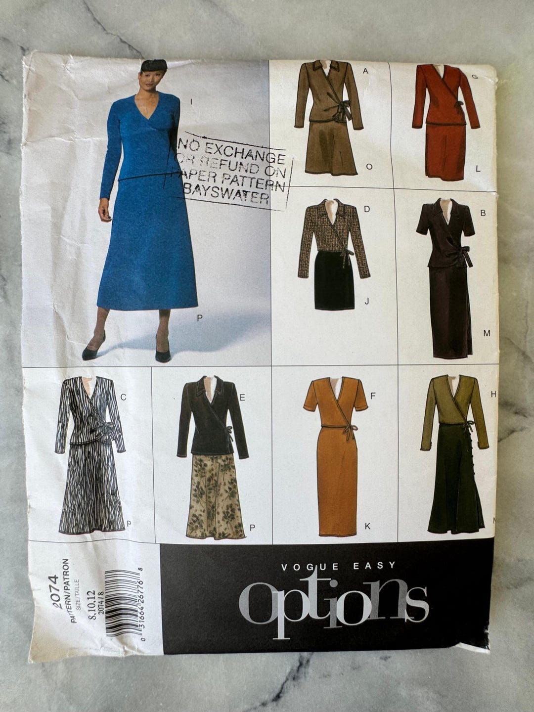 2001 Vintage Vogue 2074 Sewing Pattern – Wrap Tops and Skirts (sizes 8 ...