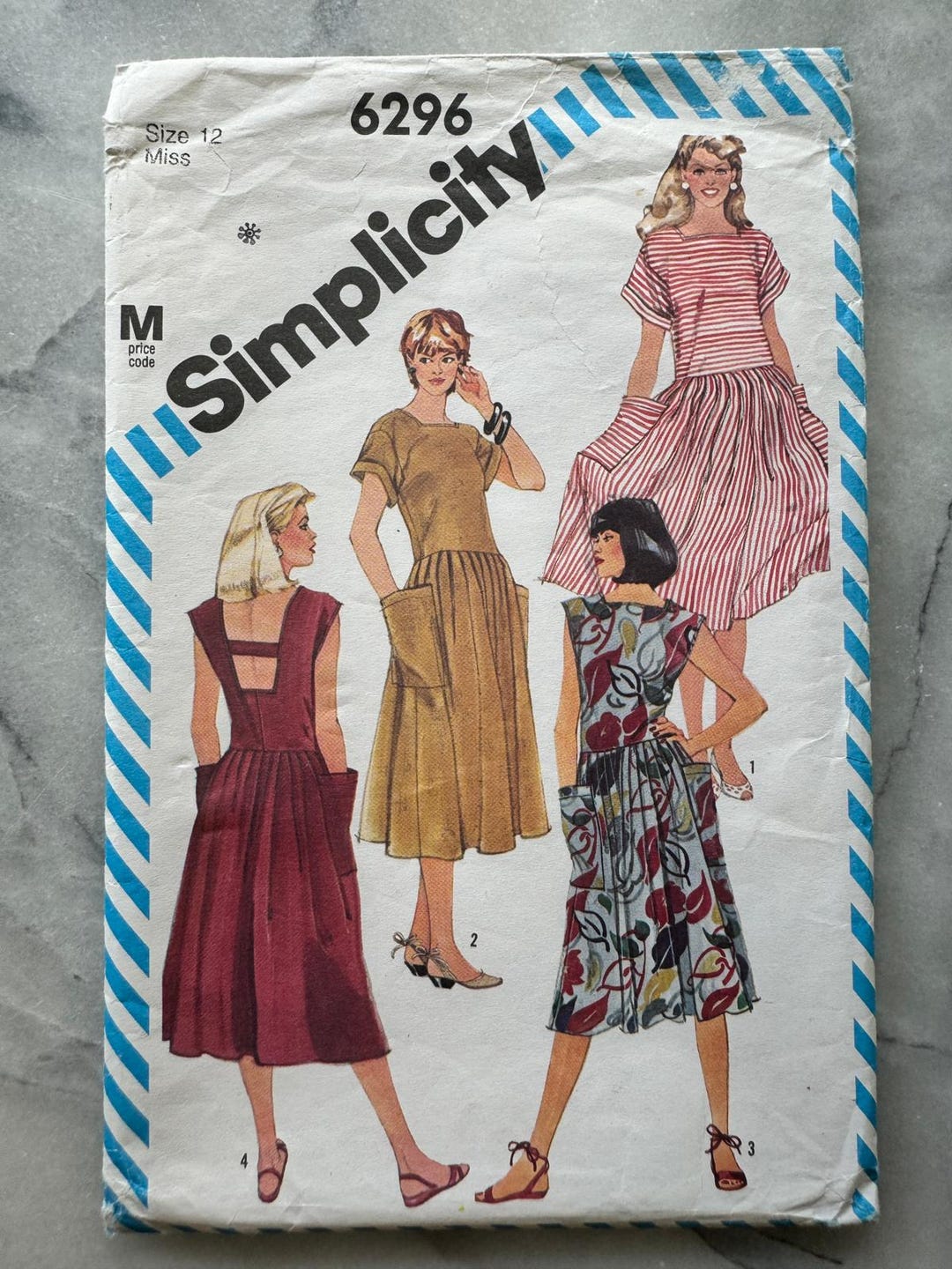 1984 Simplicity 6296 Sewing Pattern Pullover Dress in Four Styles size ...