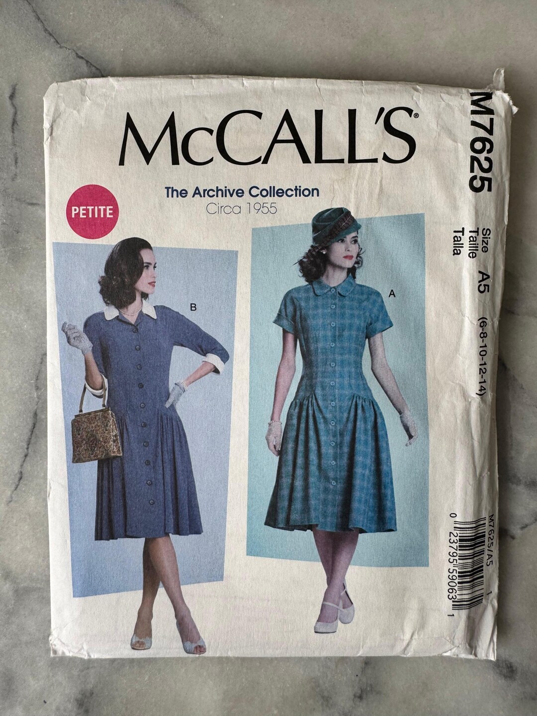 2017 Mccall's M7625 Vintage 1950s Shirtwaist Dress Pattern - Sizes 6–14 - UNCUT and FACTORY ...