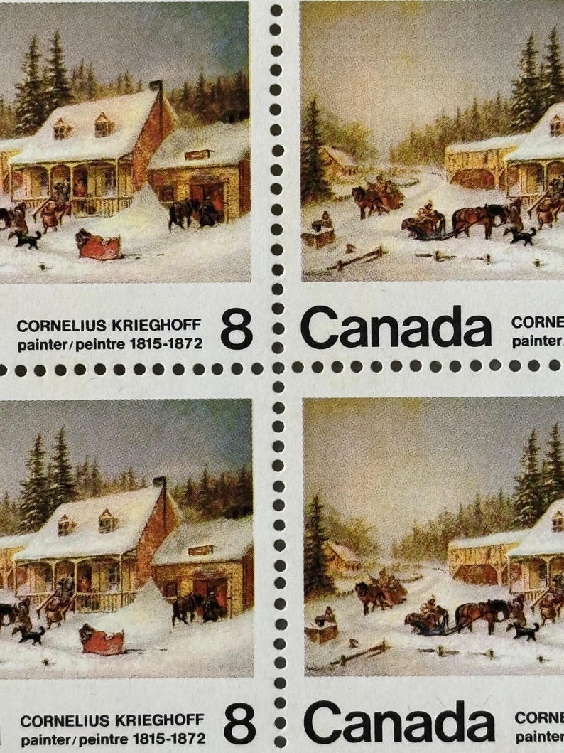 1972 Canada Stamp Block - Set of 6 Unused 8 Cent Stamps - Cornelius ...