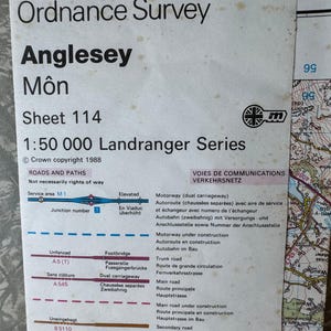 1988 Vintage Ordnance Survey Map – Anglesey (sheet 114) – Landranger ...