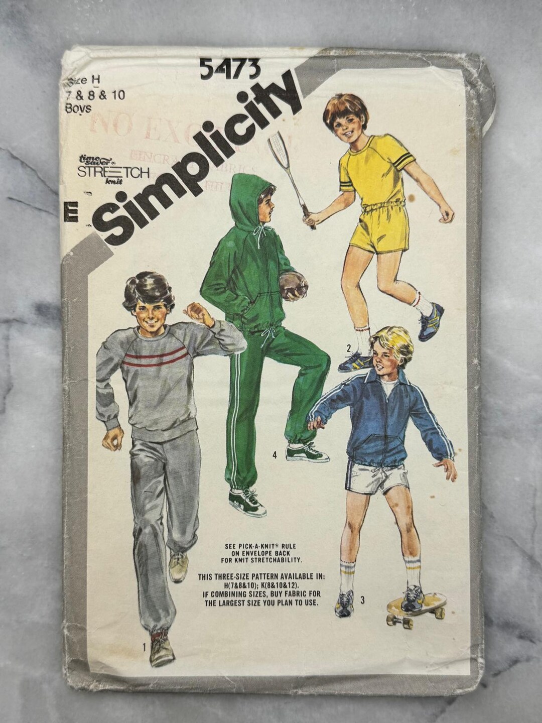 1983 Simplicity 5473 Sewing Pattern - Boys’ Pullover, Jacket, Pants ...