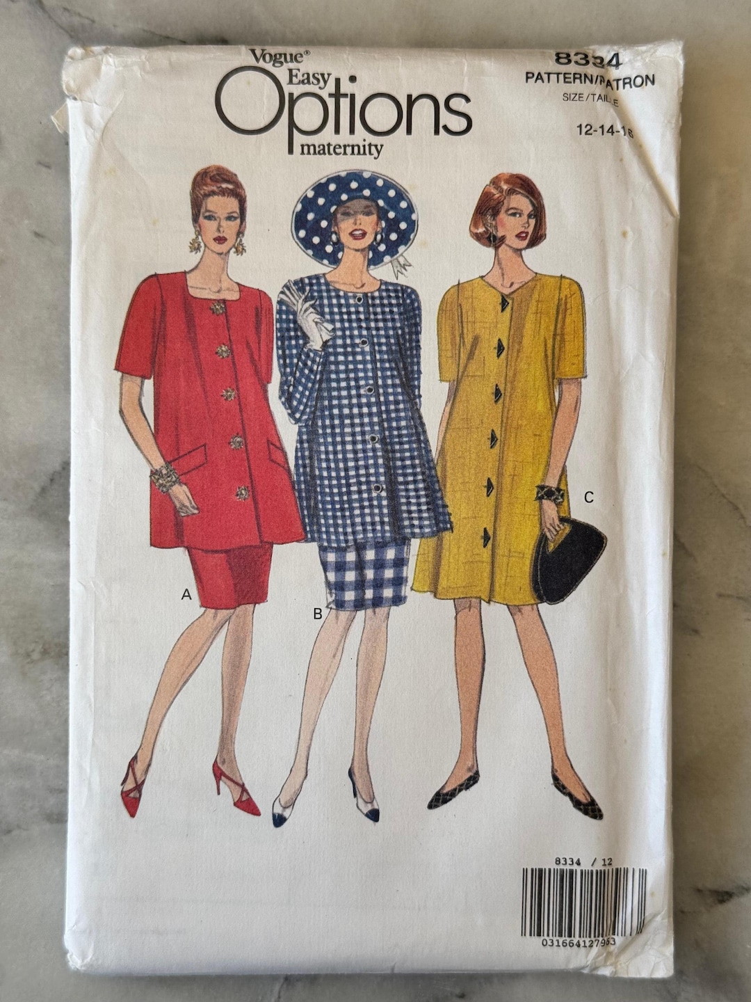 1992 Vogue 8334 Sewing Pattern - Maternity Dress and Skirt (sizes 12-14 ...