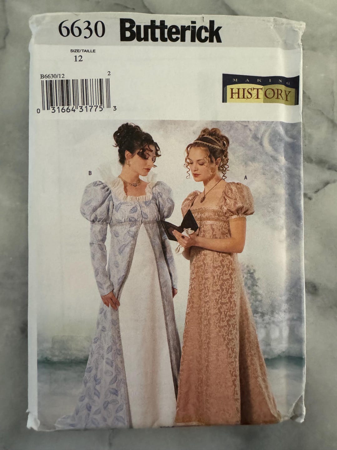 Butterick 6630 Sewing Pattern - Historical Regency Dress and Coat (size ...