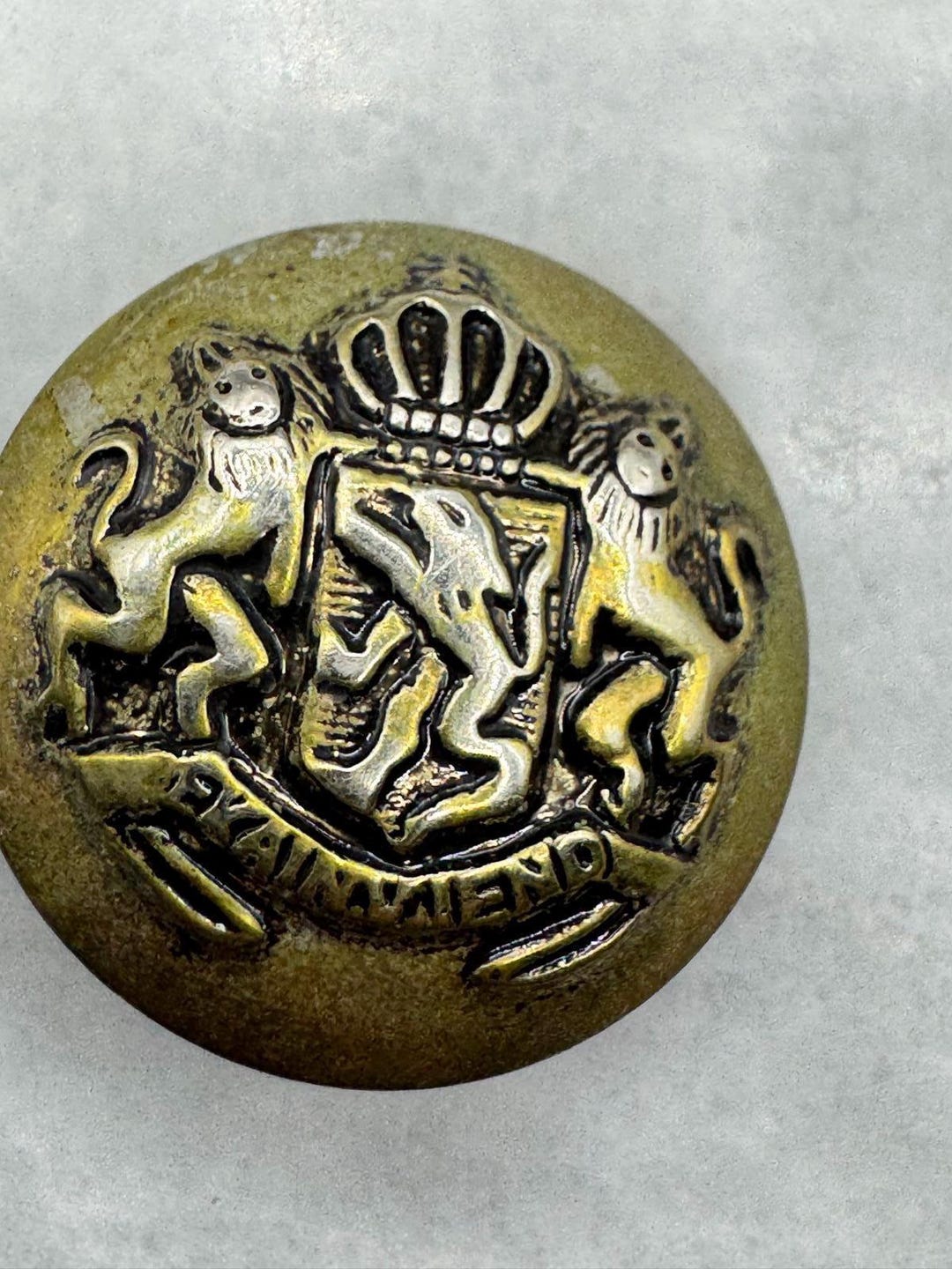 Vintage Brass Heraldic Crest Buttons - Set of 4 (1 Inch / 2.5 Cm ...