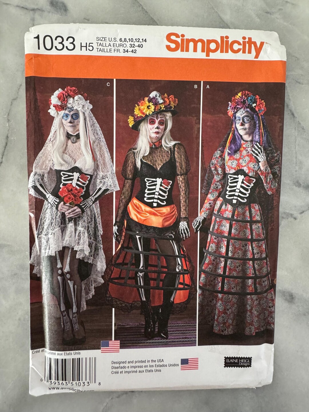 UNCUT Simplicity 1033 Sewing Pattern Day of the Dead Skeleton Costumes ...