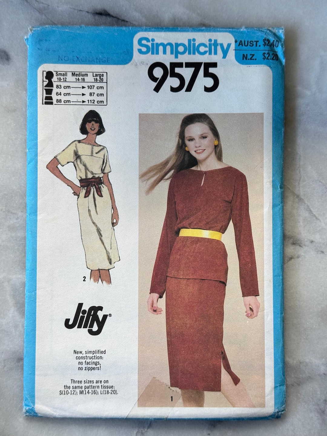 1980 Simplicity 9575 Sewing Pattern-misses'jiffy Pullover Dress or 2 ...