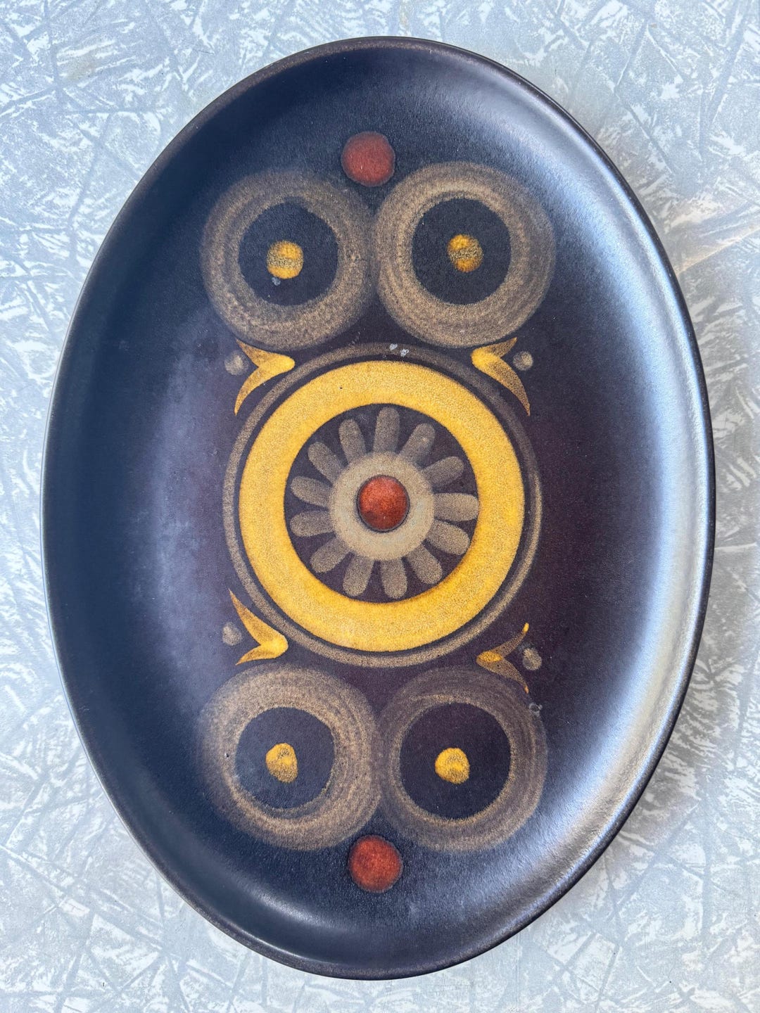 1970s Vintage Denby Chevron Oval Plate – 31.5 X 23 Cm (12.4 X 9 In ...