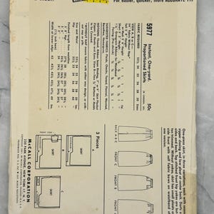 1961 Mccall’s 5977 Sewing Pattern- Instant One-yard Proportioned Skirts (size 26 Waist) Vintage ...