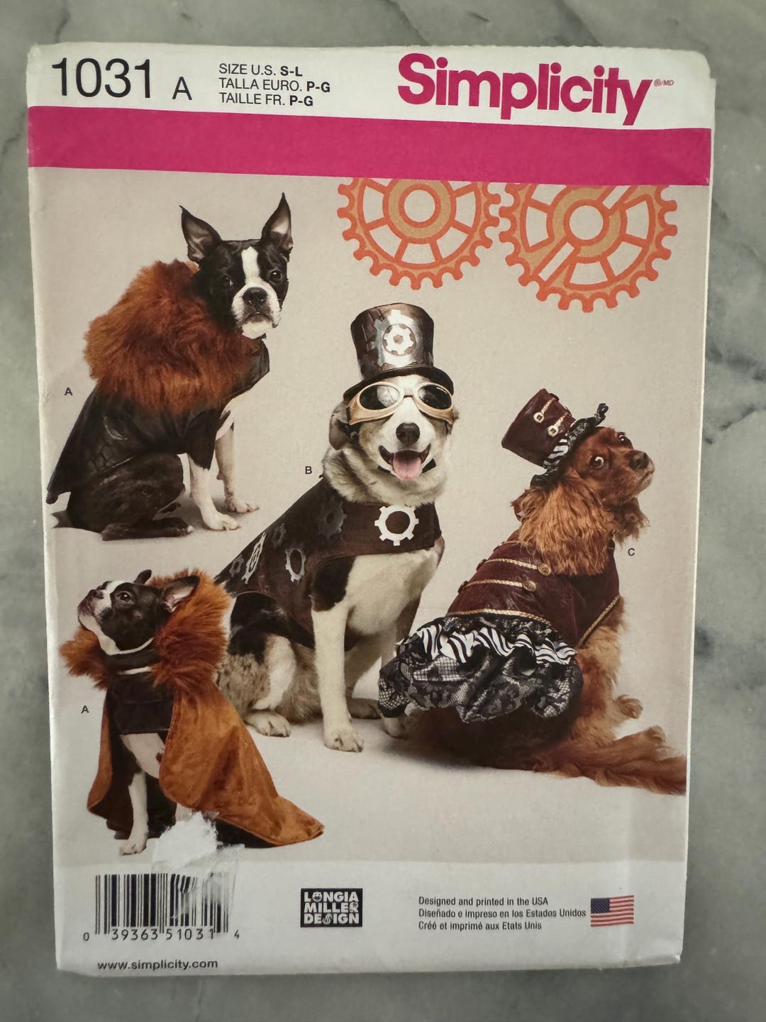 UNCUT Simplicity 1031 Sewing Pattern - Steampunk Dog Costumes - Factory ...