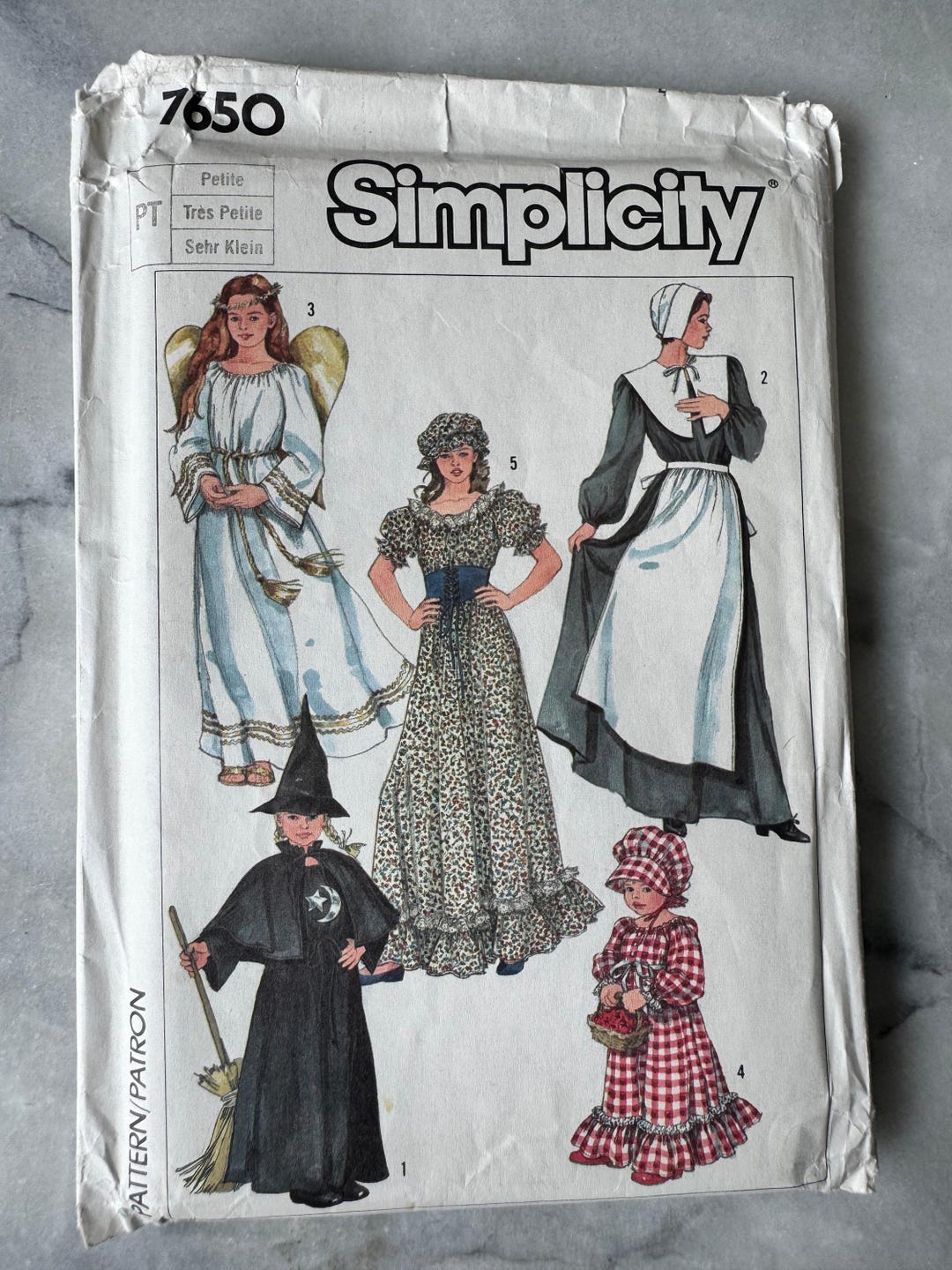 1980s Simplicity 7650 Costume Sewing Pattern-girls' Witch,angel,prairie ...