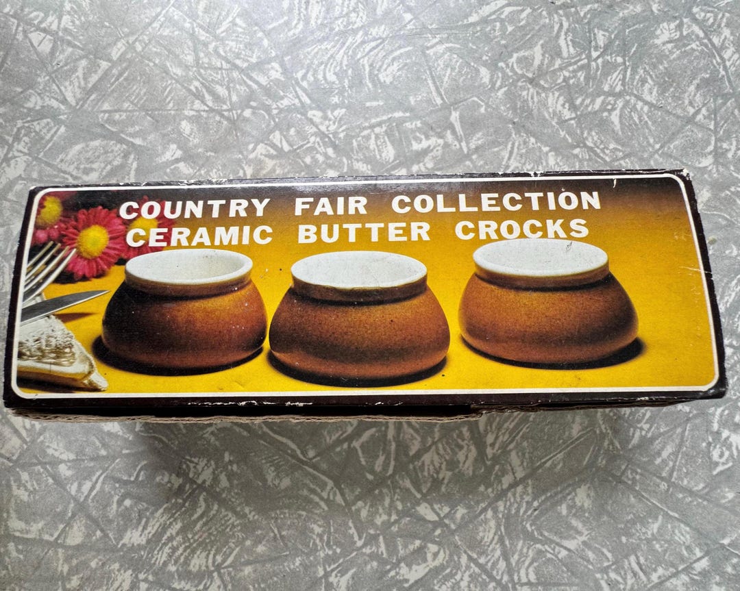 1980s Vintage Country Fair Collection Ceramic Butter Crocks - Set of 3 ...