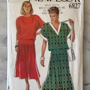1980s New Look 6827 Sewing Pattern - Misses’ V-neck and Round-neck ...