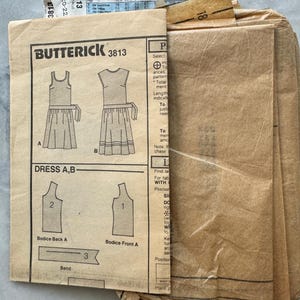 1986 Butterick 3813 Sewing Pattern Pullover Dress With Skirt sizes 18 ...