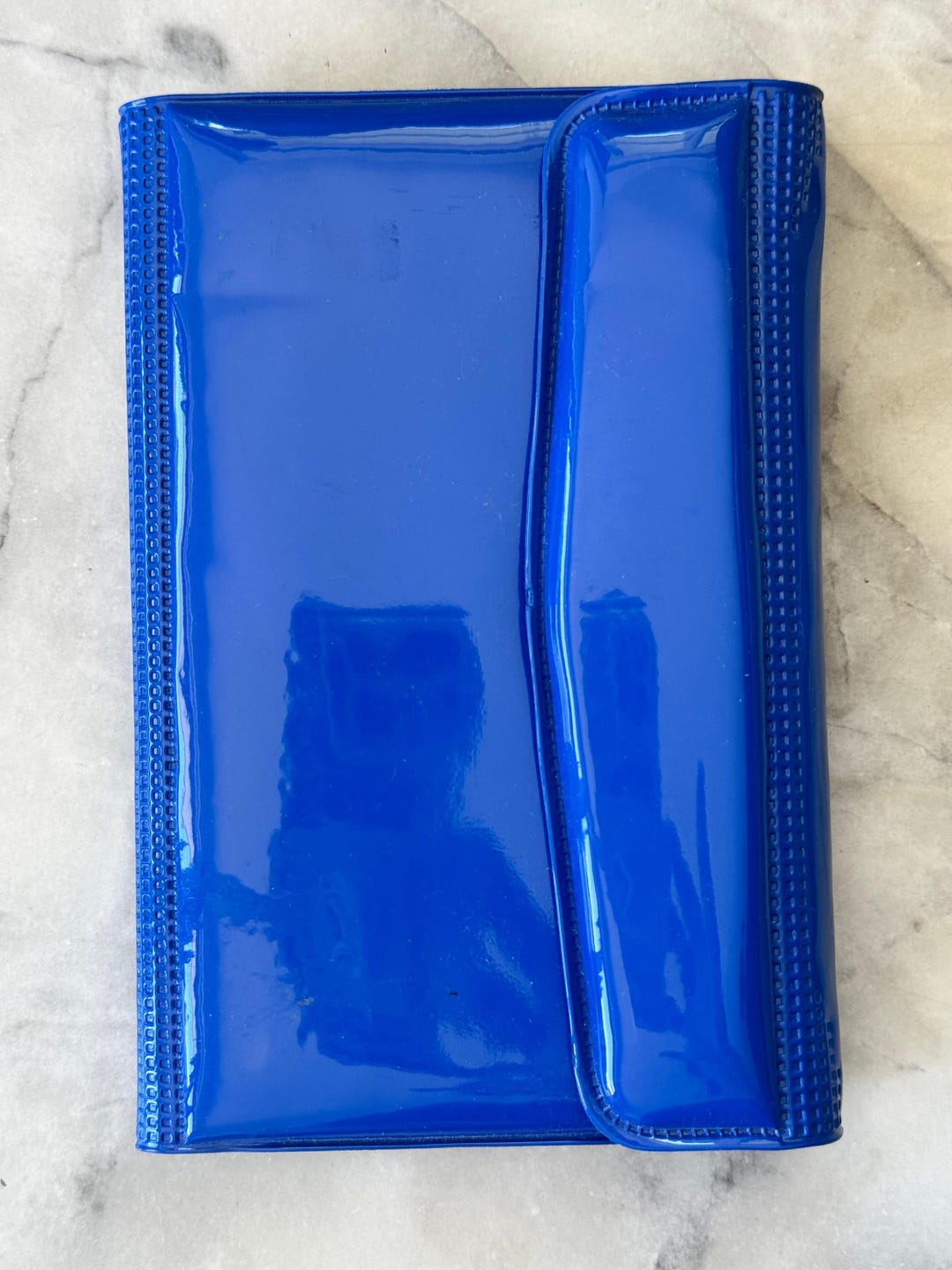 1980s Blue Vinyl Organizer - Vintage Address Book With Memo Pad, Pen ...