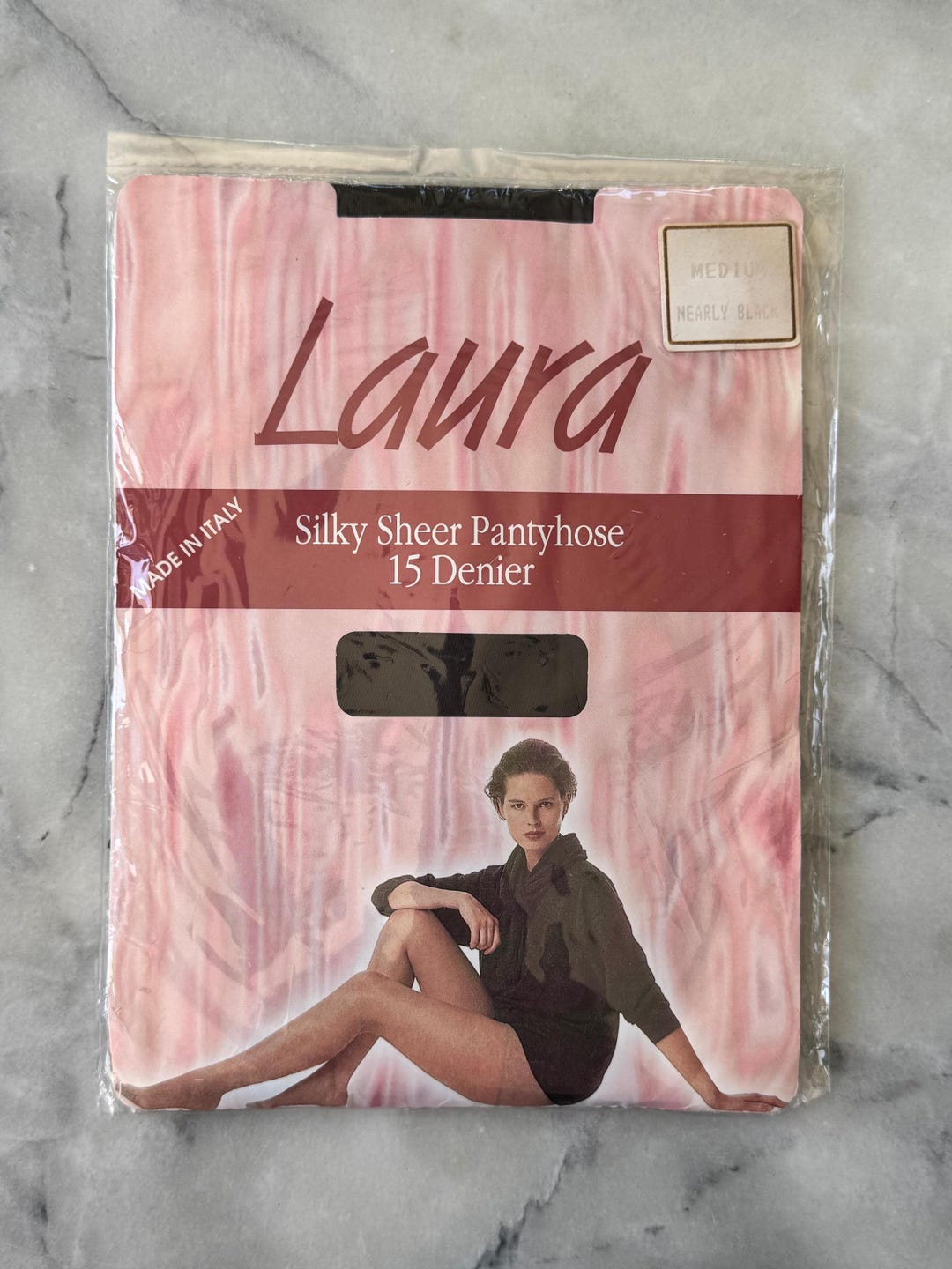 1990s Laura 15 Denier Silky Sheer Pantyhose - Nearly Black - Medium ...
