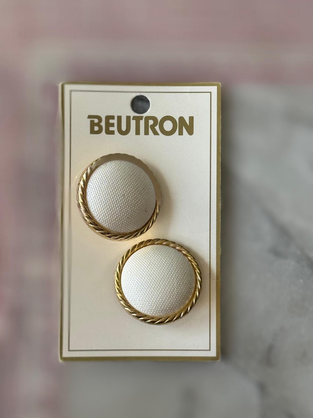 Vintage Beutron Gold Rope Trim Buttons Set of 2 - 2cm White Fabric ...