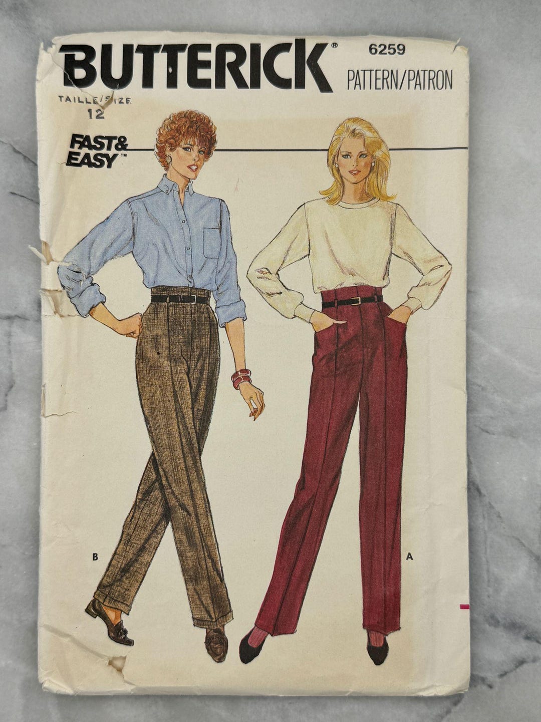 1980s Butterick 6259 Sewing Pattern - Misses’ Pants (size 12) - Vintage ...