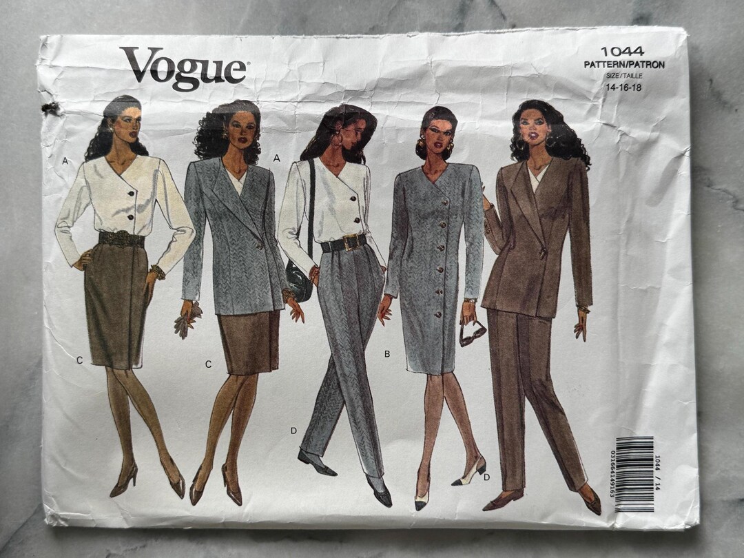1995 Vintage Vogue 1044 Sewing Pattern – Women’s Jacket, Dress, Skirt ...
