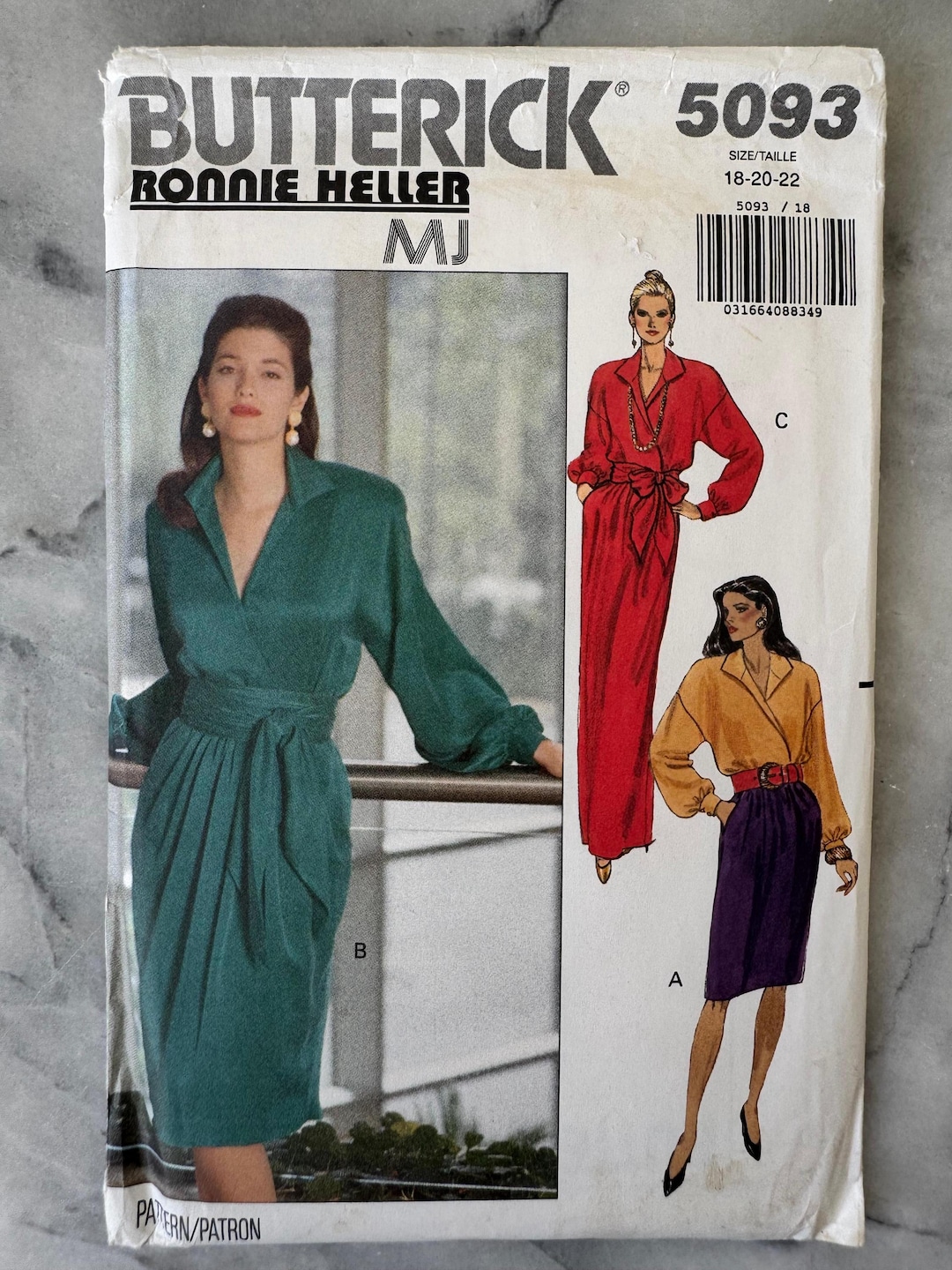1989 Butterick 5093 Sewing Pattern – Bonnie Heller Designer Dress With ...