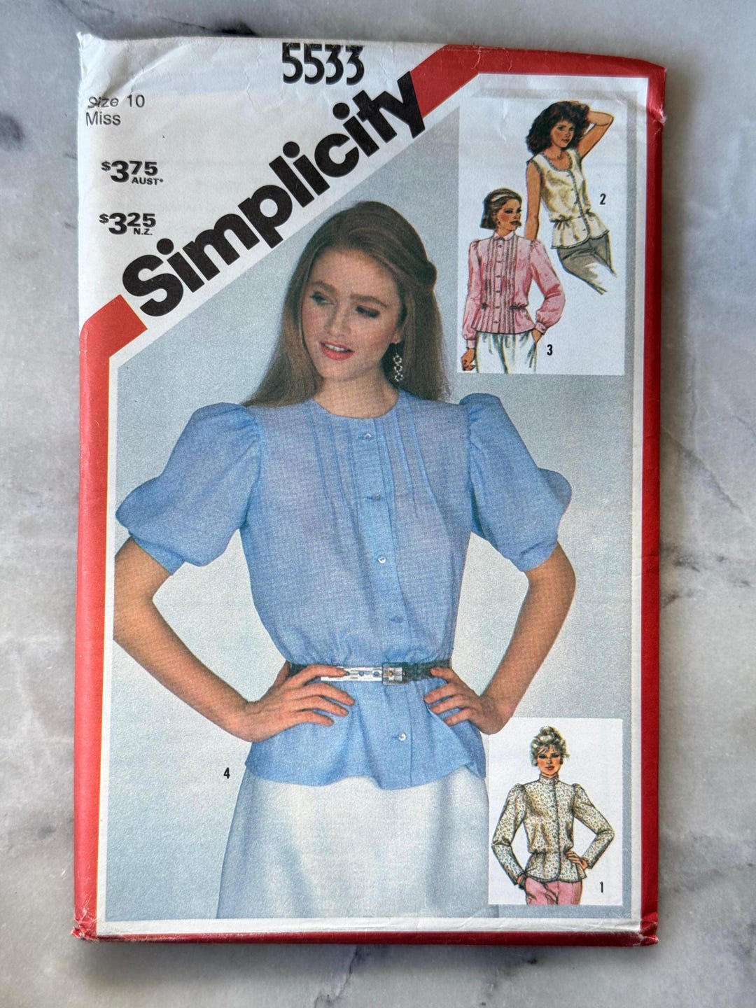 1982 Simplicity 5533 Sewing Pattern - Misses' Blouse With Variations ...