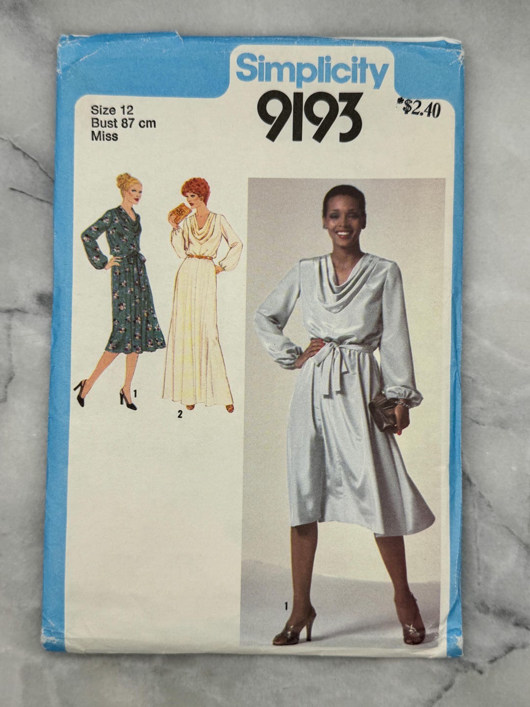 1979 Simplicity 9193 Sewing Pattern - Misses’ Dress in Two Lengths ...