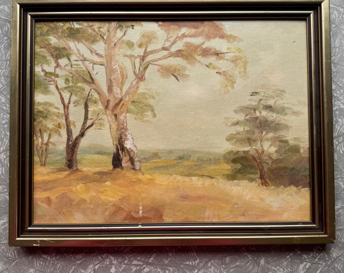 1970s Vintage Australian Bush Landscape Painting – Oil on Canvas Panel ...