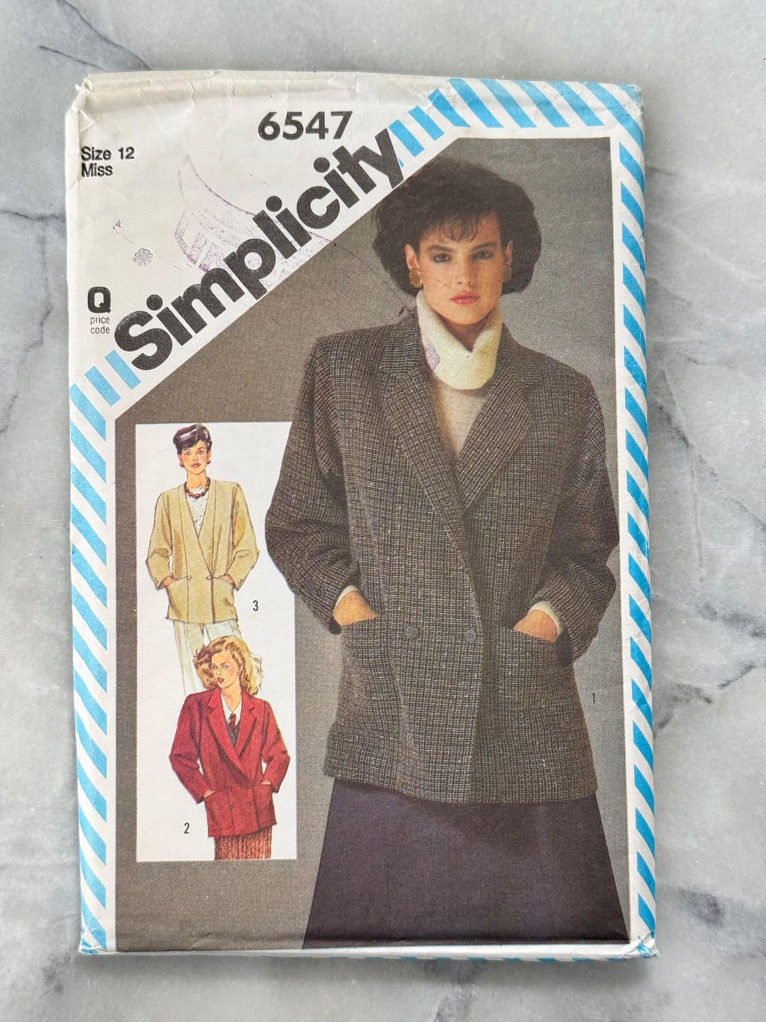 1984 Simplicity 6547 Sewing Pattern - Misses’ Jacket (size 12 ...