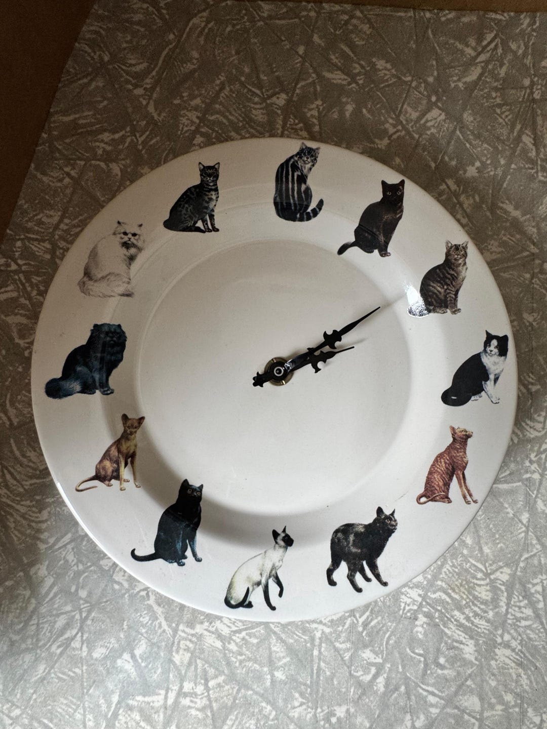 Early 2000s Ceramic Cat Wall Clock – 12 Cat Breeds as Hour Markers ...