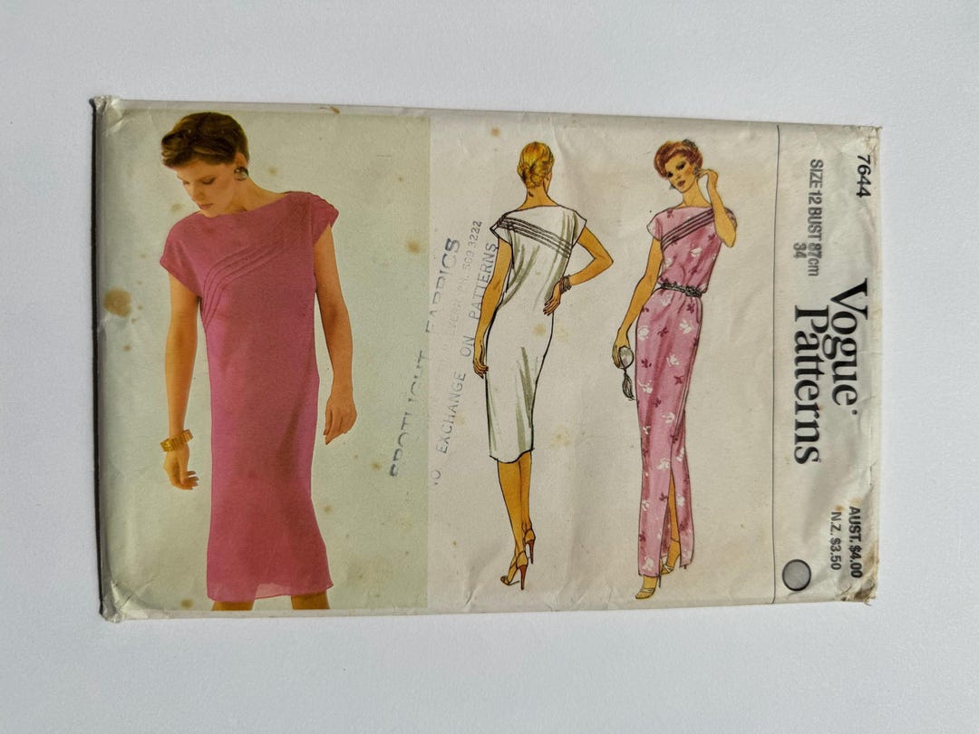 1989 UNCUT Vogue 7644 Sewing Pattern 1989 Vintage Misses Strapless ...