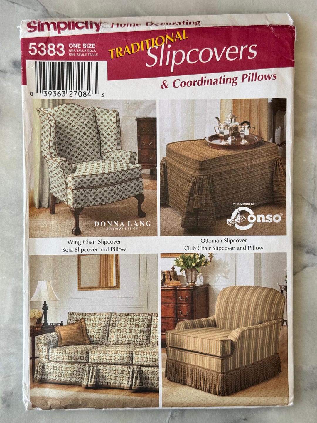 2003 Simplicity 5383 Sewing Pattern - Traditional Slipcovers & Pillows ...