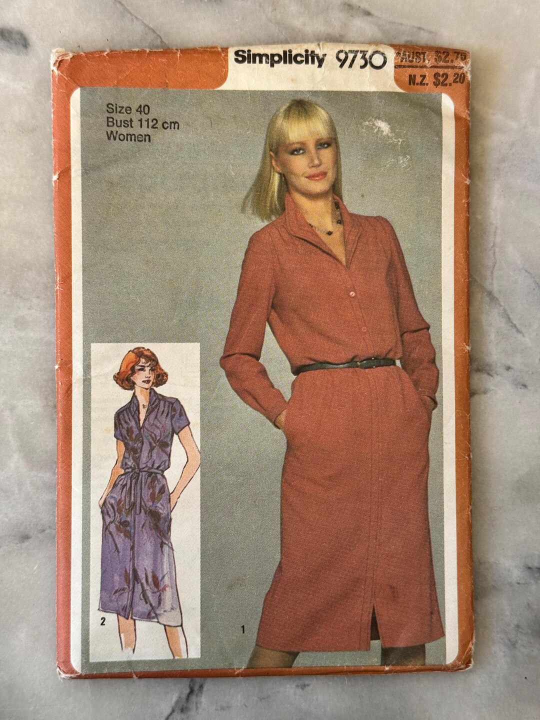 1981 Simplicity 9730 Sewing Pattern - Women's Pullover Dress (size 40 ...