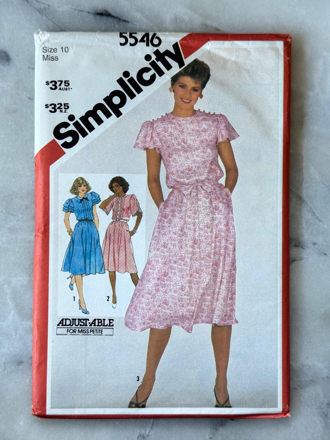 1982 Simplicity 5546 Sewing Pattern - Misses' Pullover Dress With Sash ...