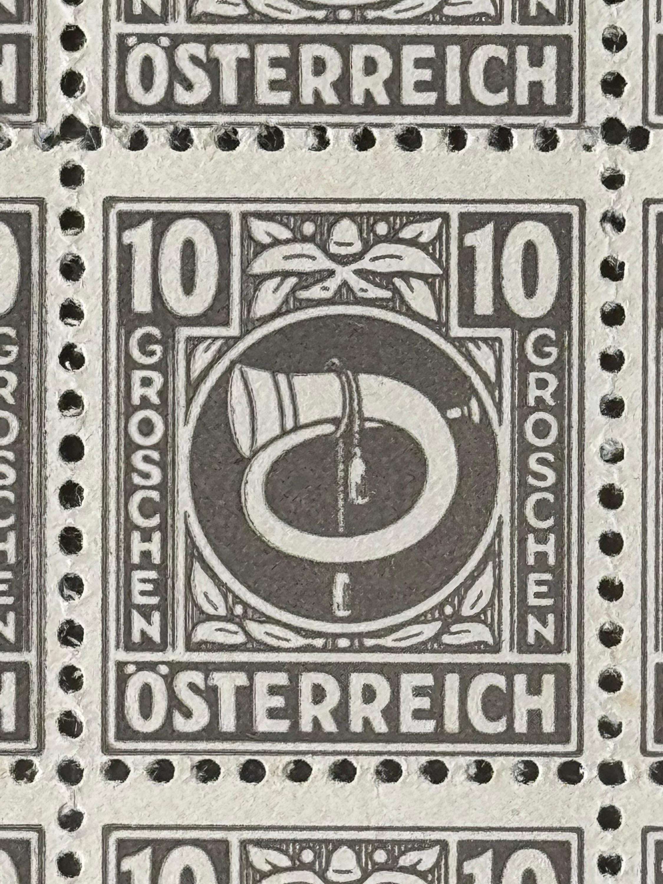 1920s-1940s Vintage Austria 10 Groschen Stamp Sheet - Set of 12 Unused ...