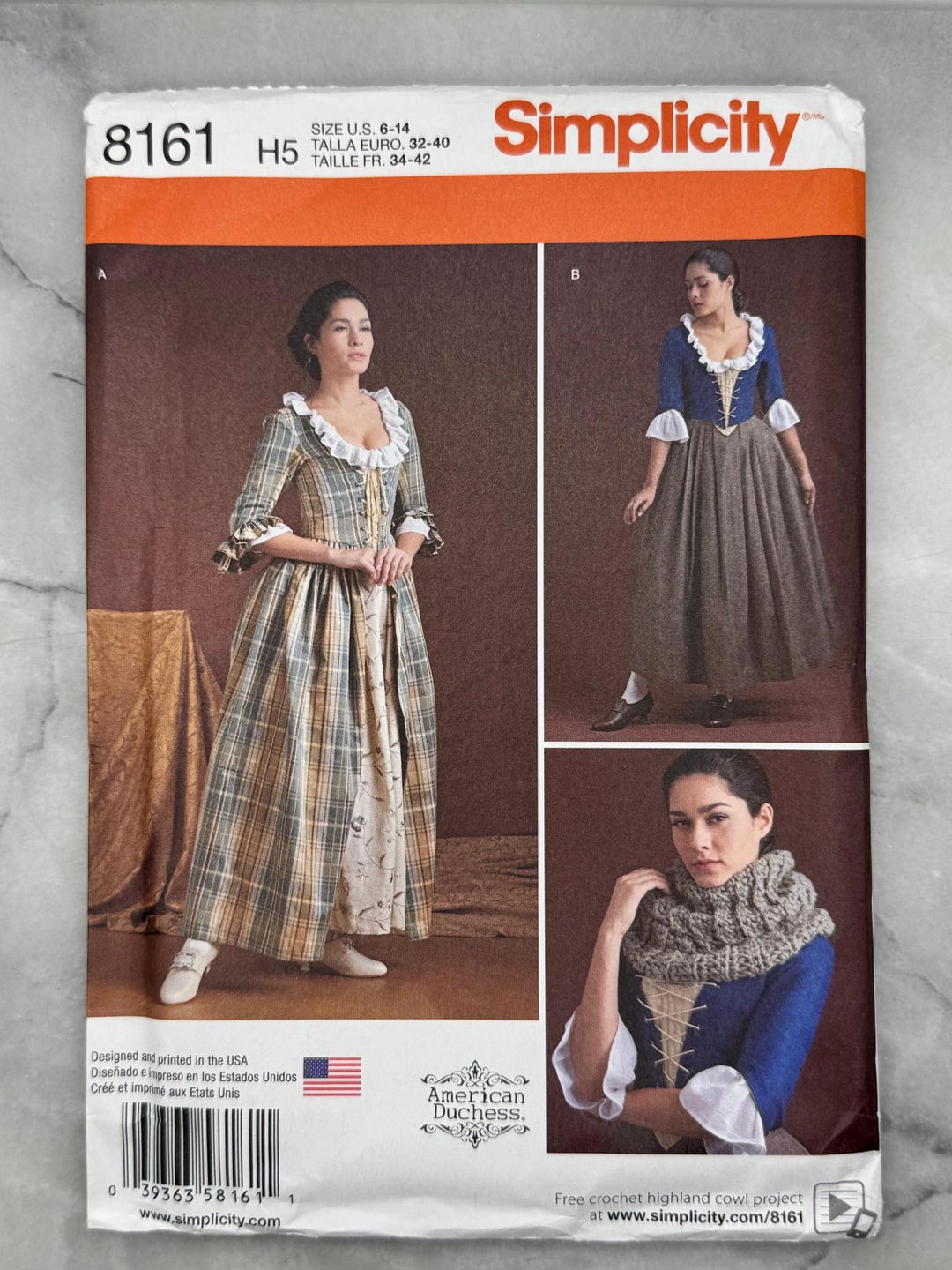 2016 Simplicity 8161 Sewing Pattern - Misses' 18th Century Costumes ...