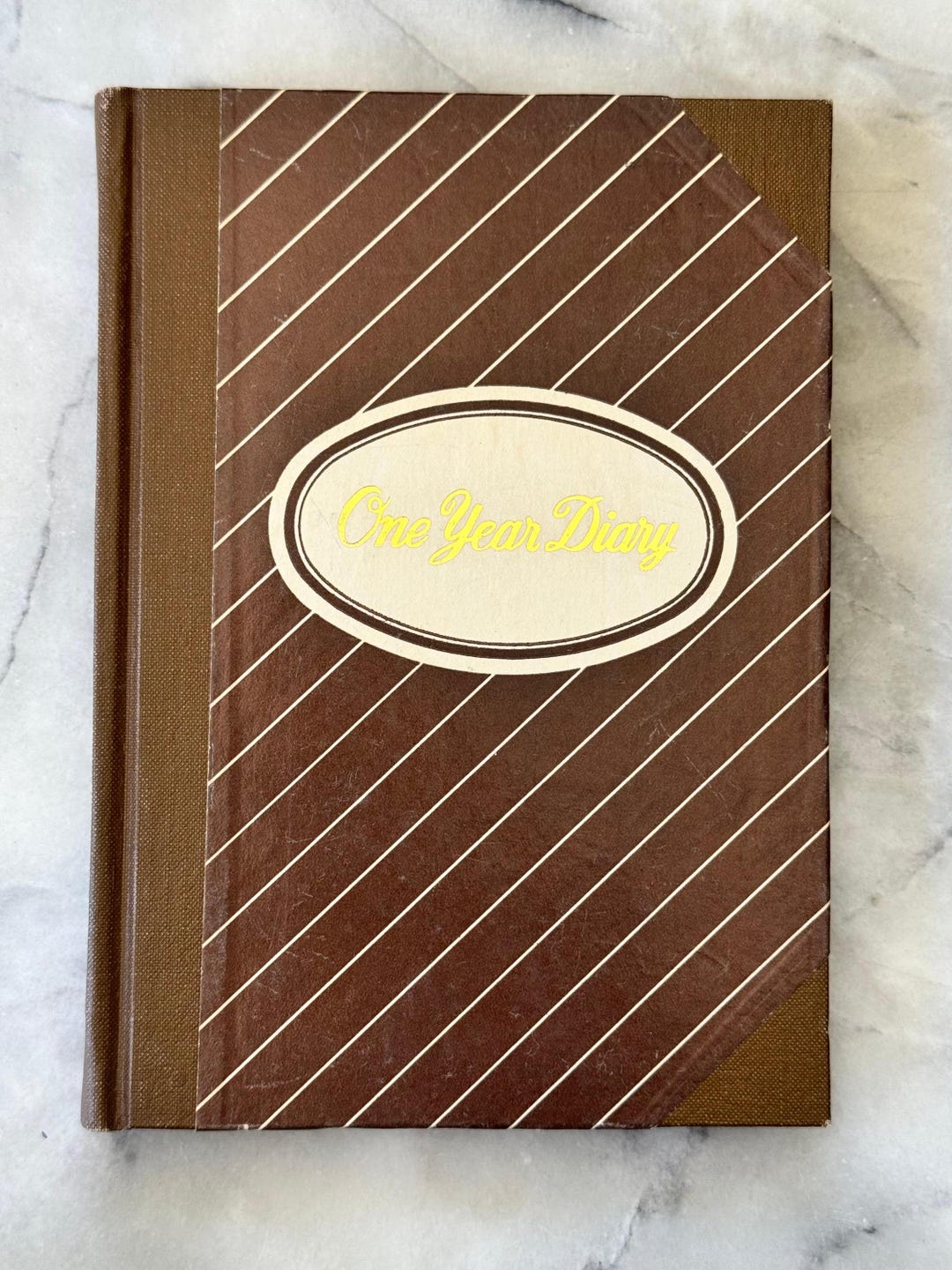 1980s One Year Diary - Brown Hardcover Journal - Undated Daily Planner ...