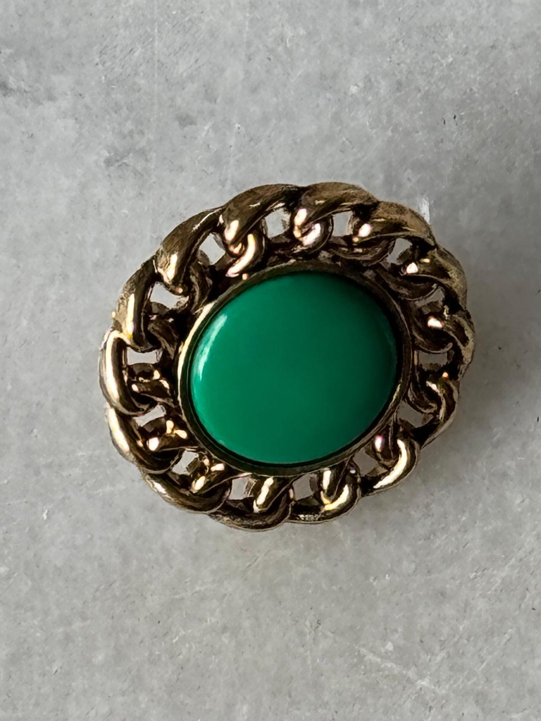 1950s Vintage Gold Chain Frame Buttons - Set of 6 (2cm) - Green ...