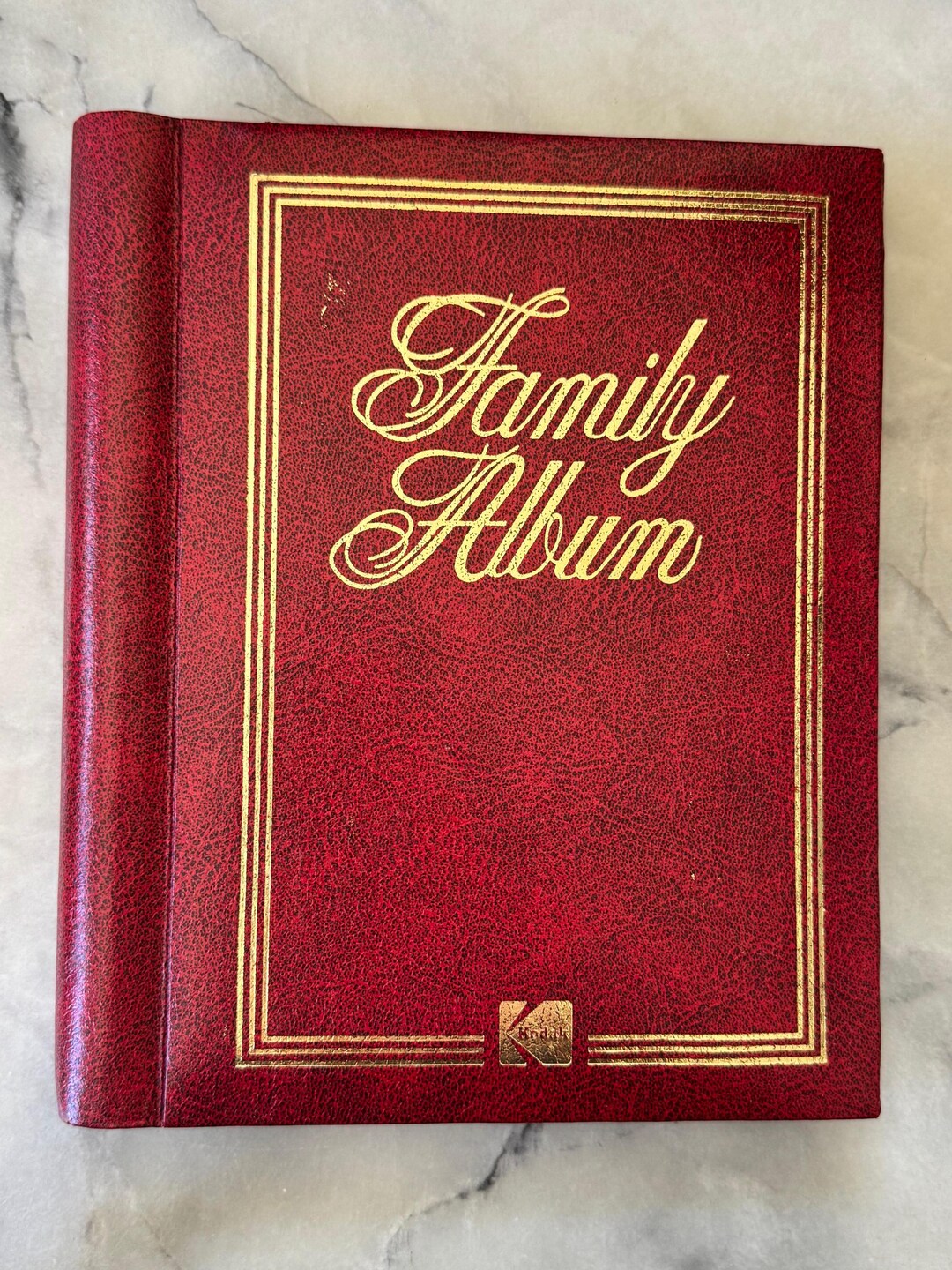 1990s Family Photo Album - Vintage Red Leatherette Gold Embossed - 22cm ...