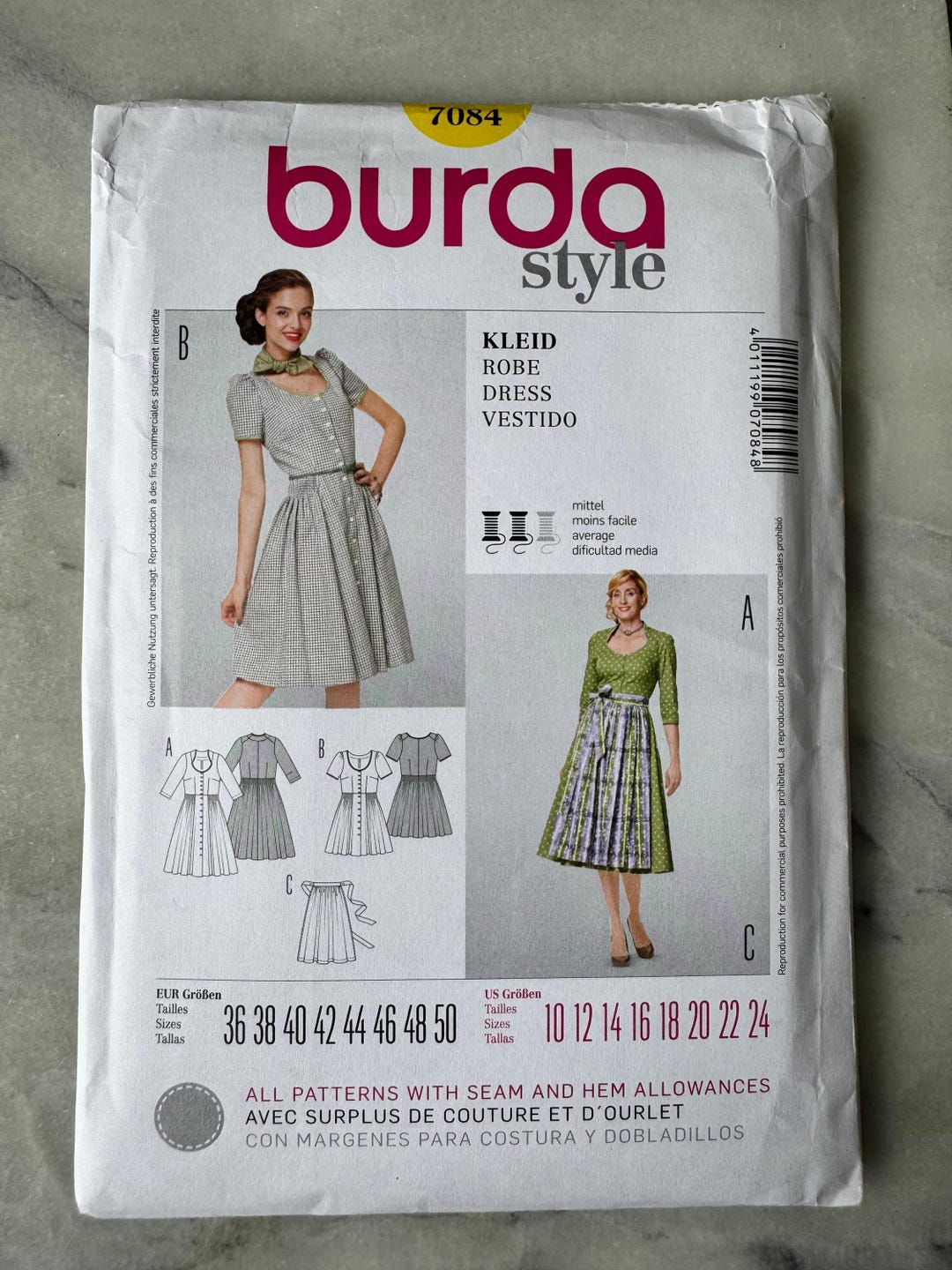 2013 Burda Style 7084 Sewing Pattern - Vintage-inspired Button-front ...