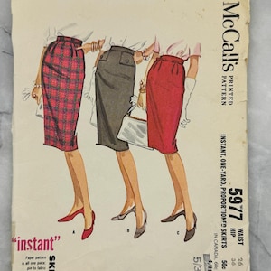 1961 Mccall’s 5977 Sewing Pattern- Instant One-yard Proportioned Skirts (size 26 Waist) Vintage ...