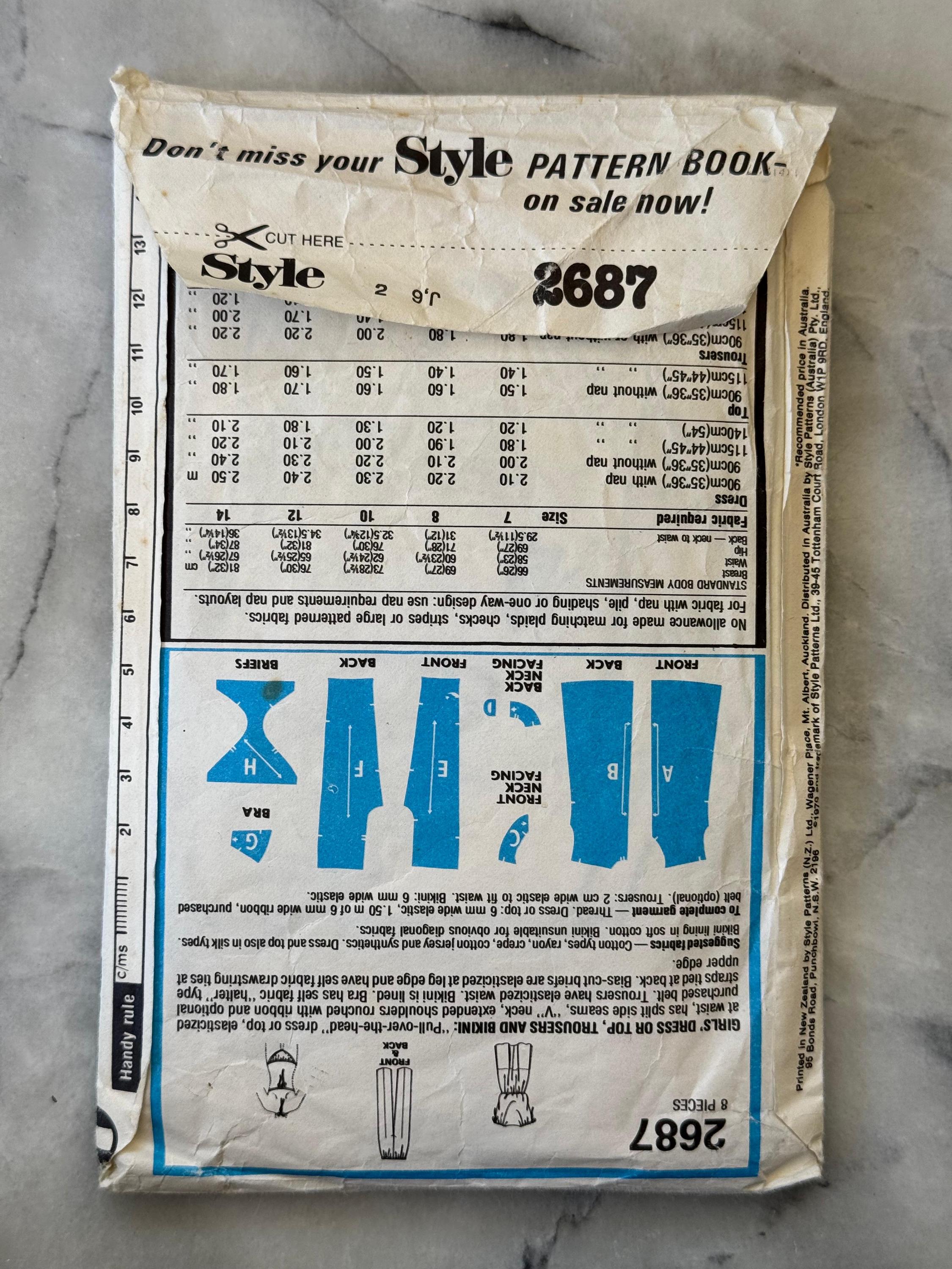 1979 Style 2687 Sewing Pattern - Girls' Bikini, Dress, Top and Trousers ...