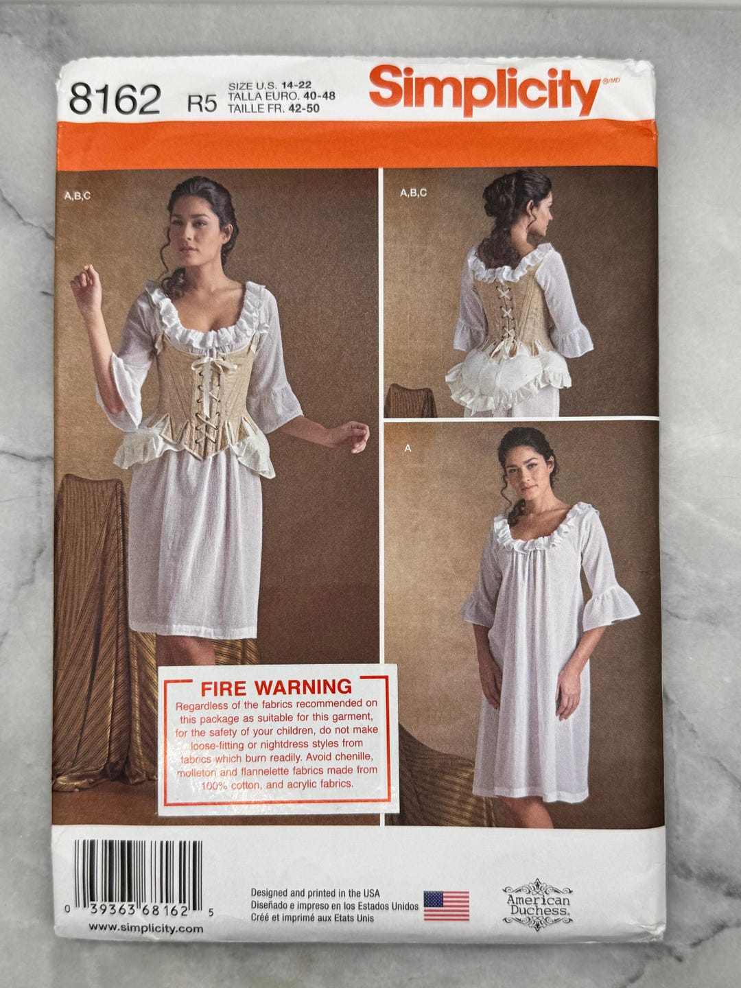 2016 Simplicity 8162 Sewing Pattern - 18th Century Undergarments (sizes ...