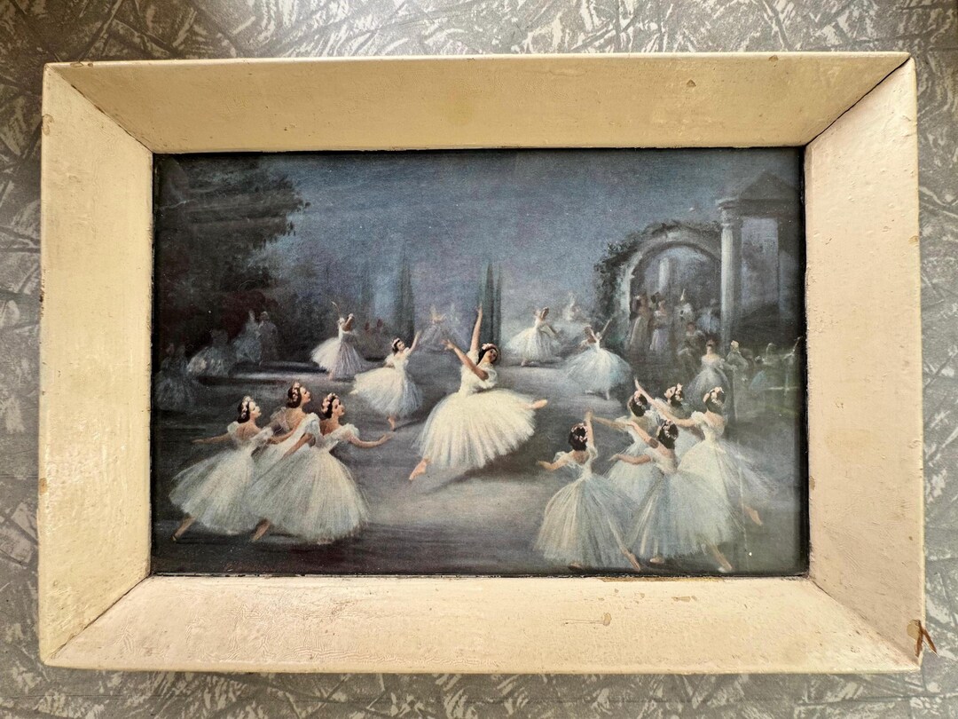 1950s Vintage Ballet Dancers Print – Cream Wooden Frame – 28 × 19 Cm ...