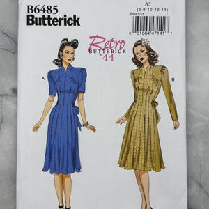 2017 Butterick B6485 Sewing Pattern - Misses' Retro 1944 Dress (sizes 6 ...