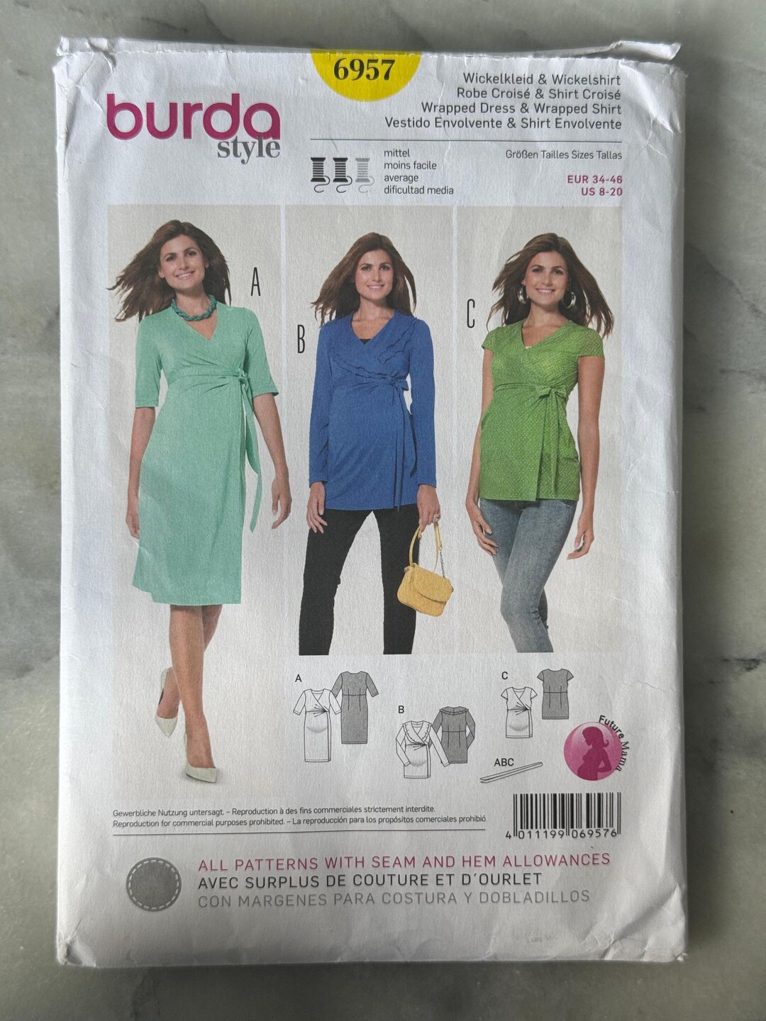 2014 Burda Style 6957 Sewing Pattern – Wrapped Dress and Shirt (sizes 8 ...