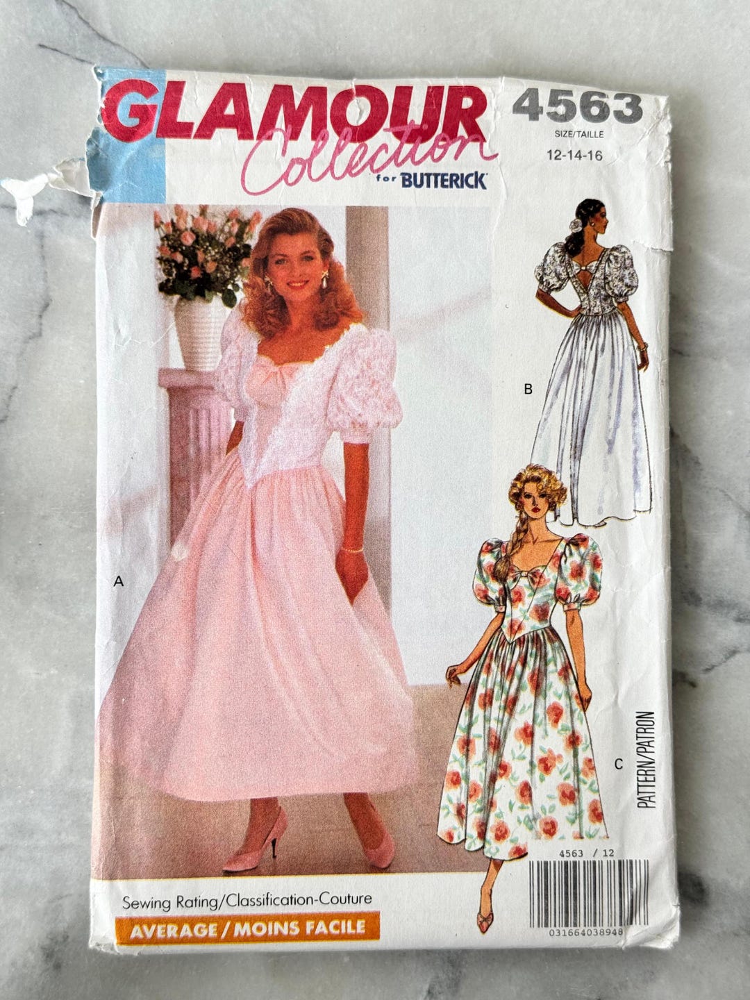 1990 Butterick 4563 Sewing Pattern - Glamour Collection Misses’ Dress ...