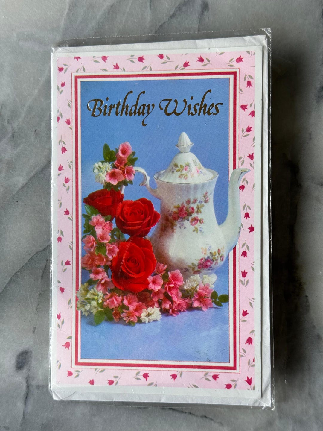 1980s Abbey Birthday Greeting Cards - Floral Teapot Design - New ...