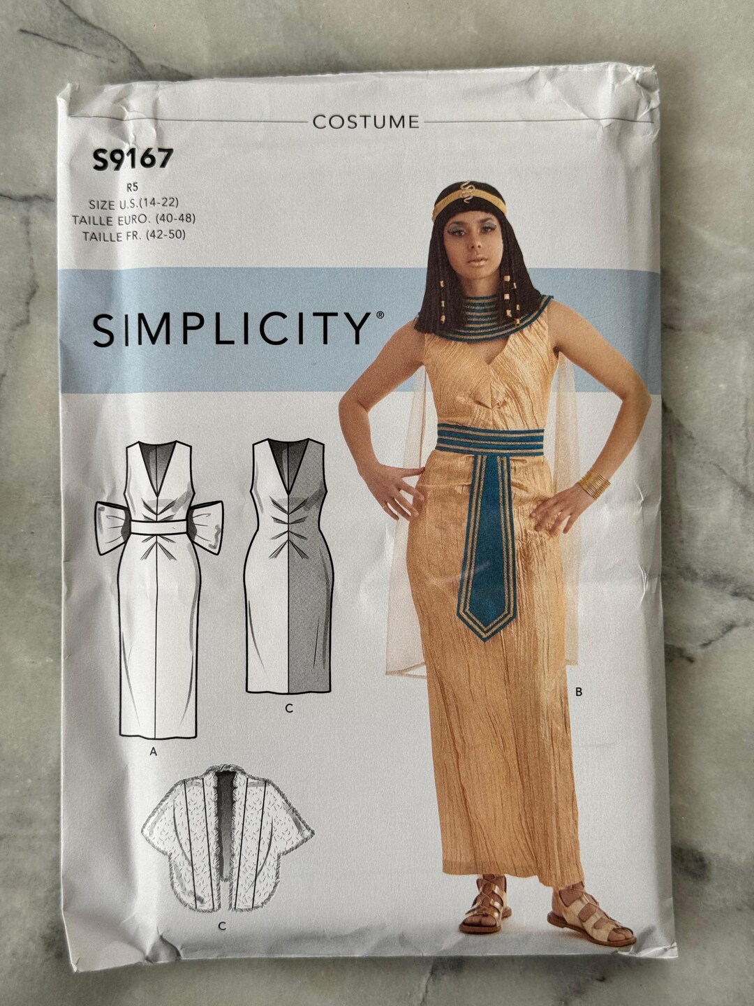 2020 Simplicity S9167 Sewing Pattern - Egyptian Costume Dress and ...