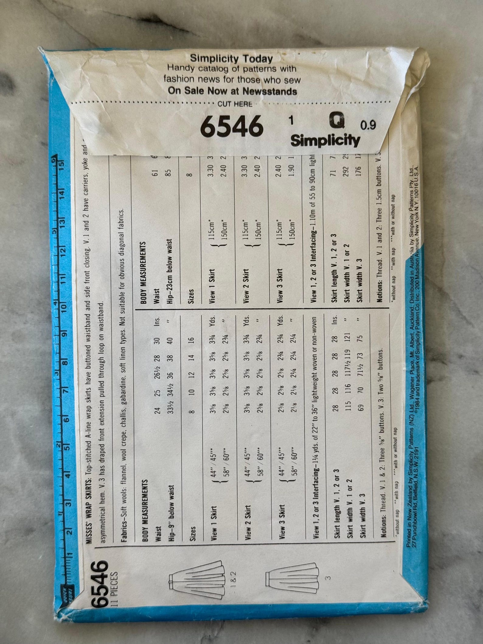 1984 Simplicity 6546 Sewing Pattern - Misses' Wrap Skirts (size 12 ...
