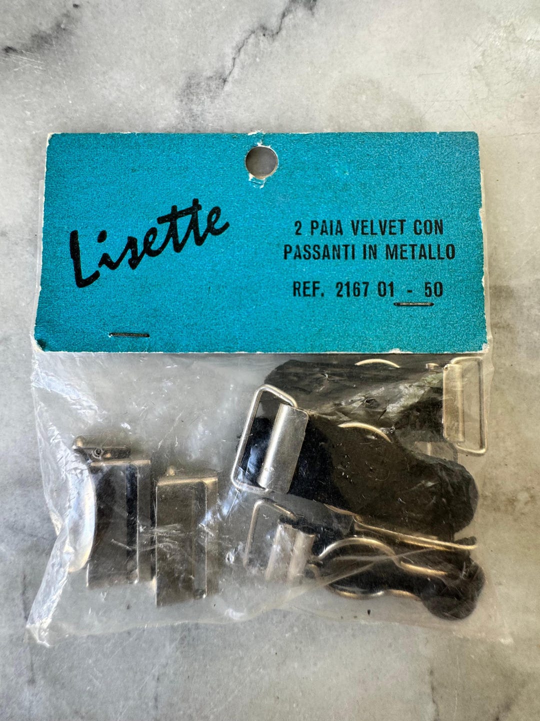 1970s Vintage Lisette Velvet Brace Clips – 2 Pairs With Metal Fasteners – Black & Silver – Made ...